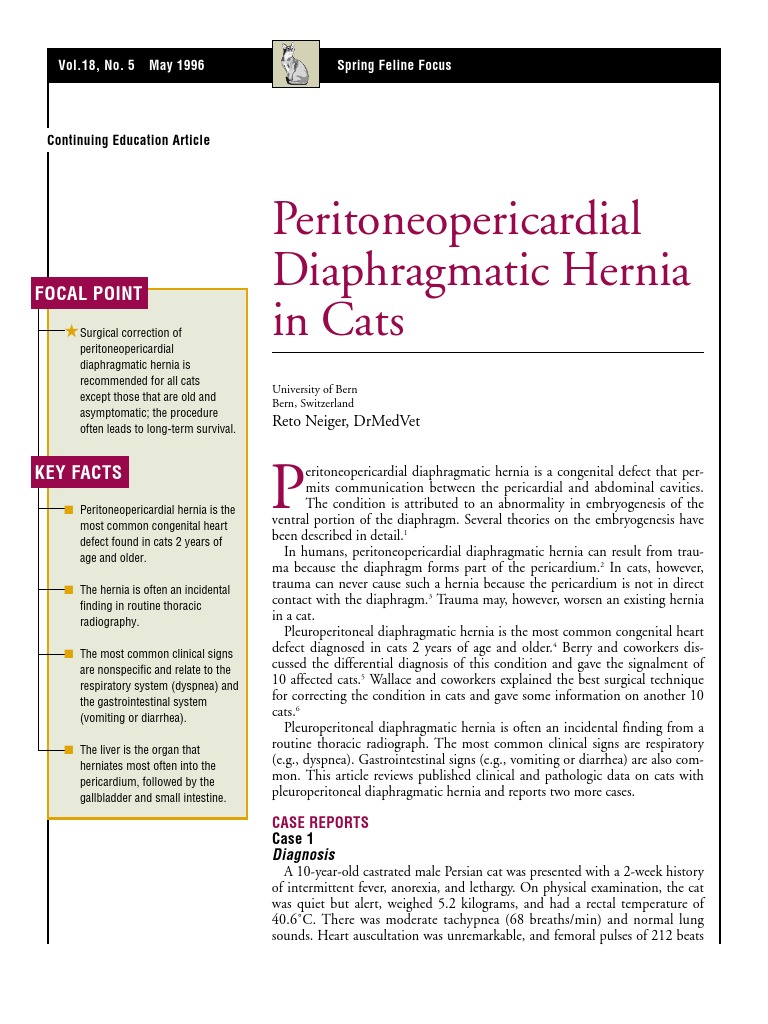 FELINE-Peritoneopericardial Diaphramatic Hernia in Cats | PDF ...