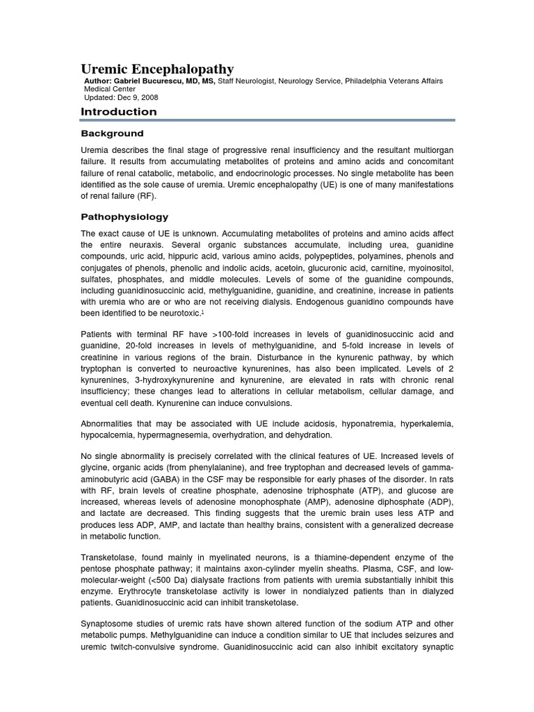 Uremic Encephalopathy | PDF