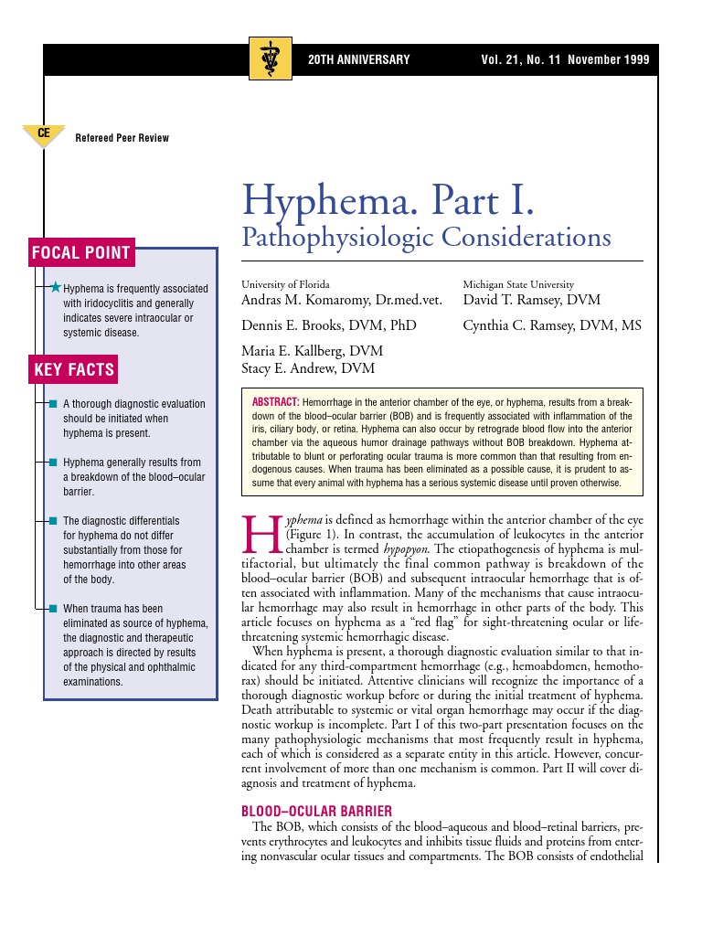 Hyphema. Part I | PDF | Platelet | Coagulation