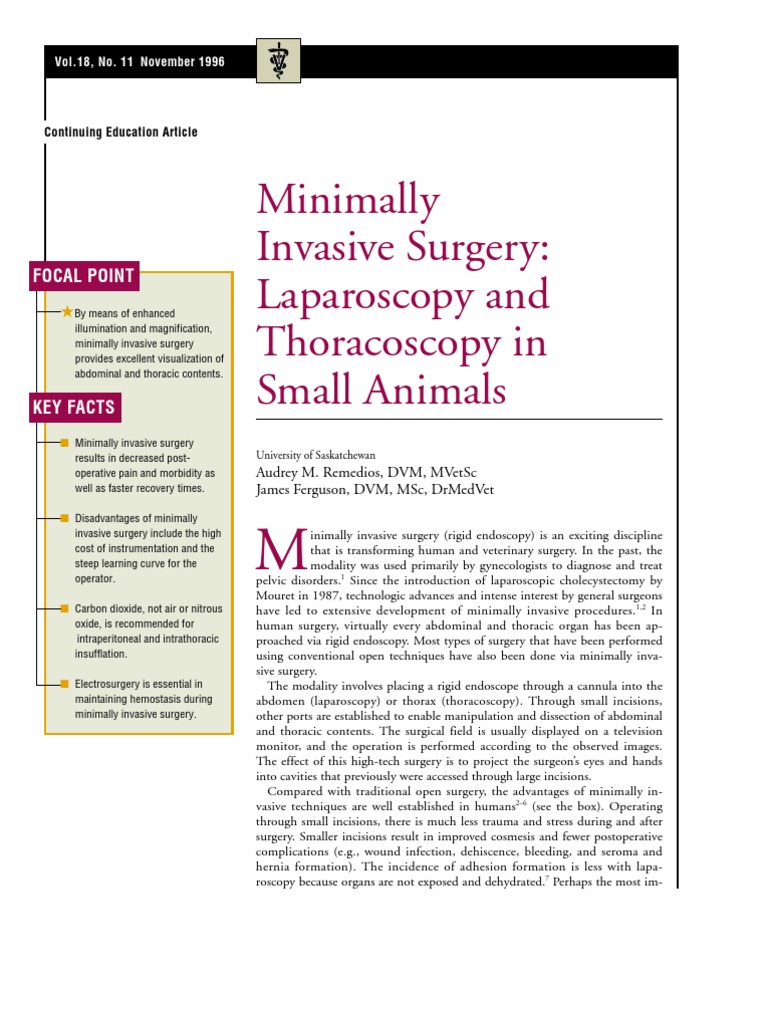 Minimally İnvasive Surgery-Laparoscopy and Thoracoscopy in Small ...