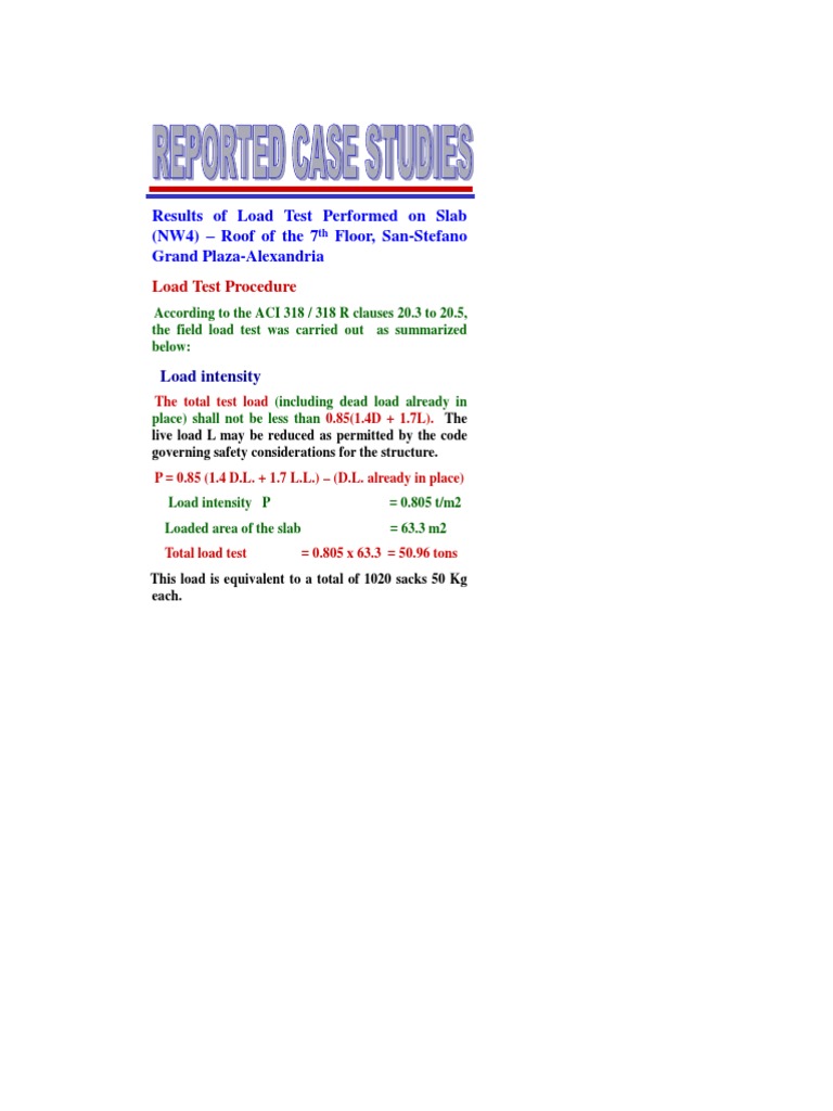 Load Test Results for 7th Floor Slab | PDF | Teaching Methods & Materials