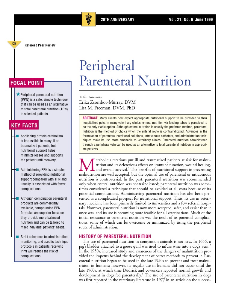 Peripheral Parental Nutrition | Nutrition | Food And Drink