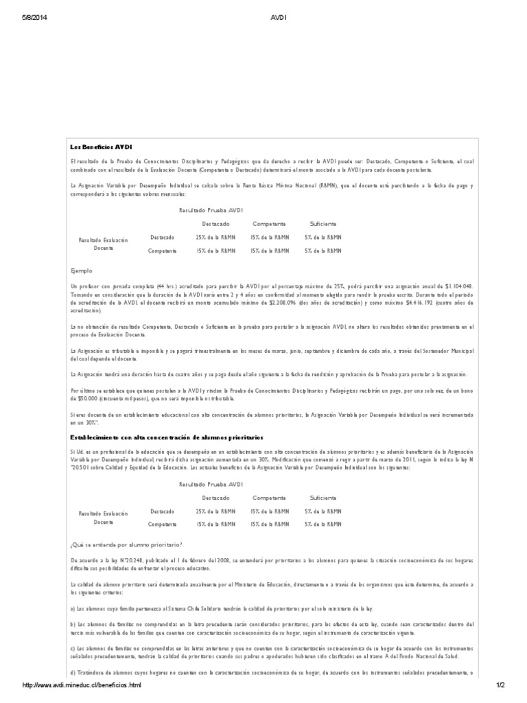 AVDI | PDF | Evaluación | Maestros