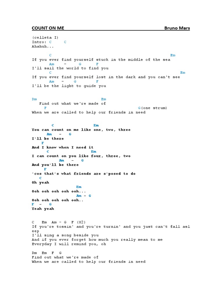 Bruno Mars: Count on Me Lyrics | PDF | Poetry