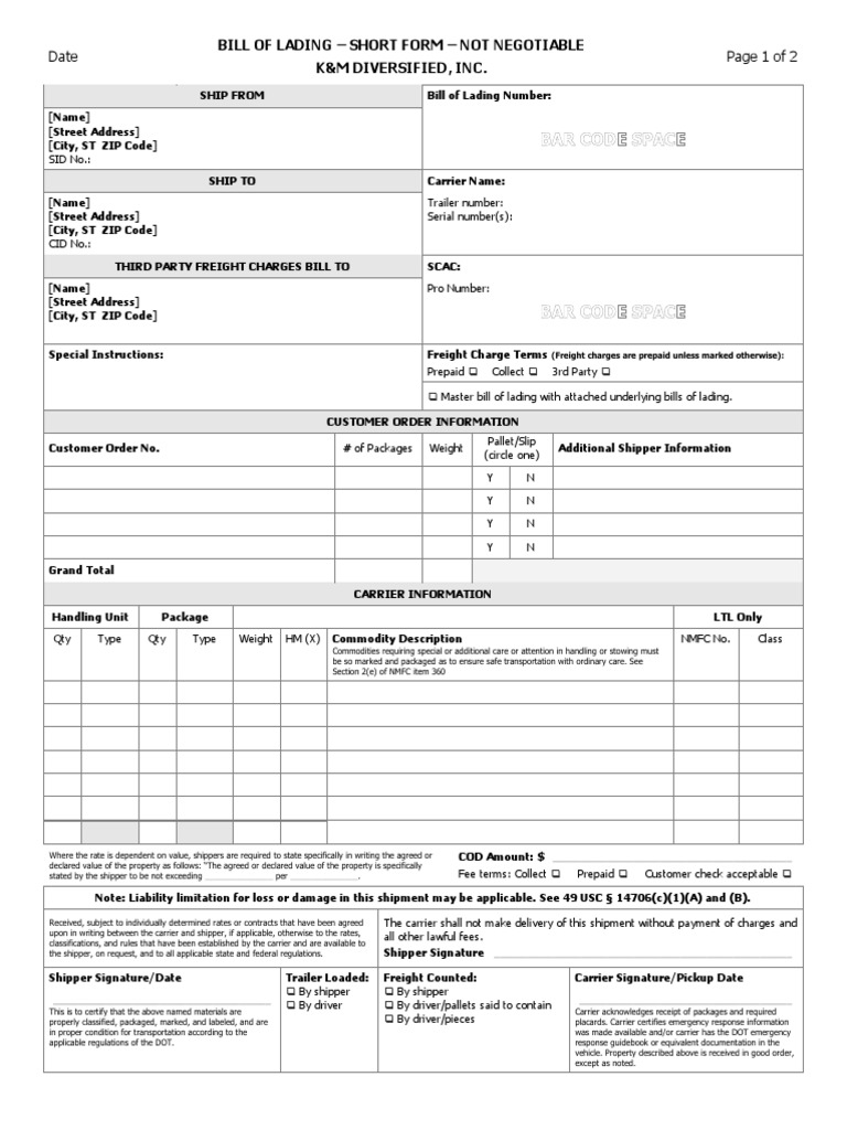 Bill of Lading | Download Free PDF | Cargo | Industries