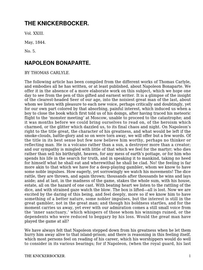 The Knickerbocker.: Napoleon Bonaparte | PDF | Napoleon