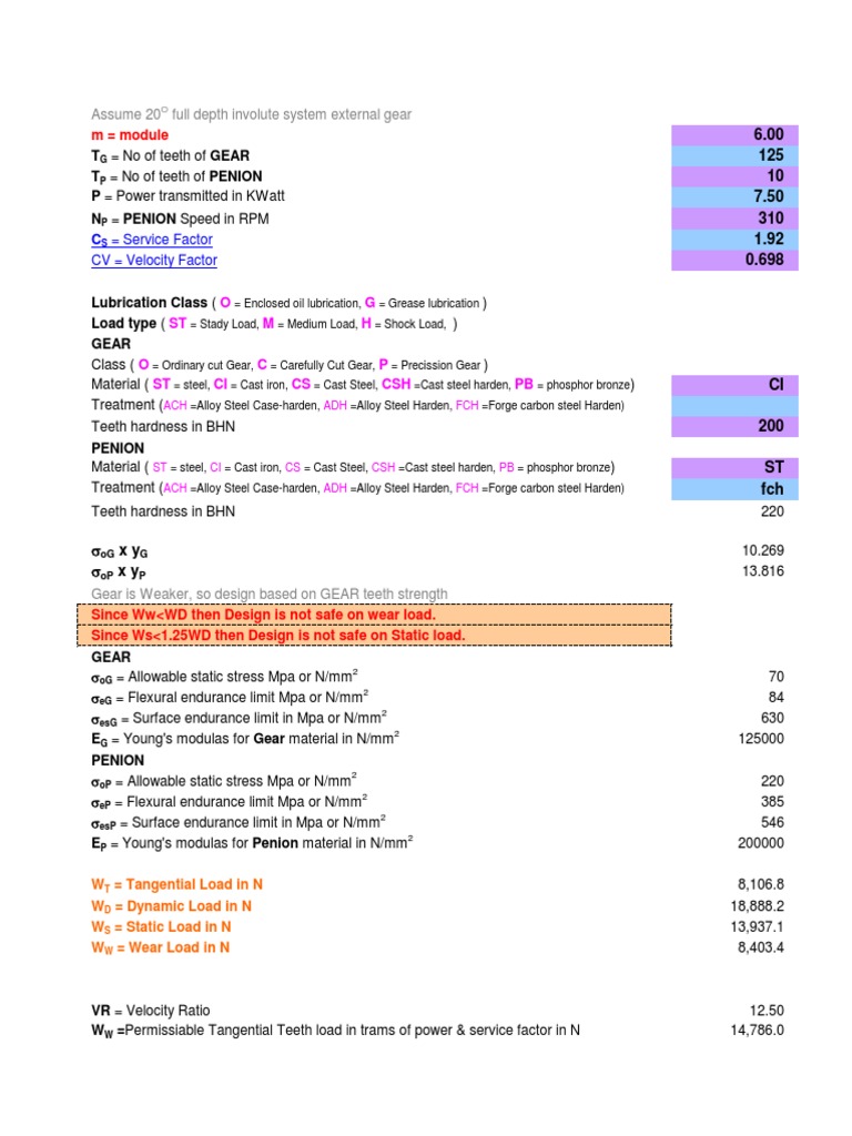 Gear Calculation | PDF | Gear | Stress (Mechanics)