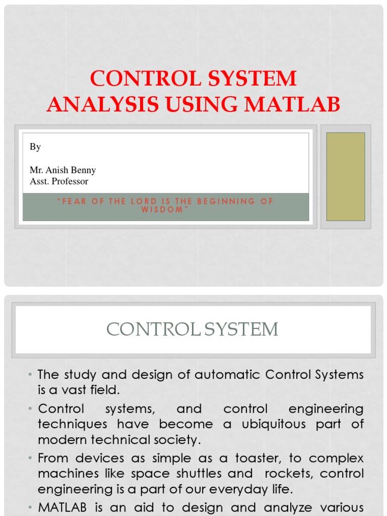 Control System Using Matlab | PDF | Control Theory | Control System