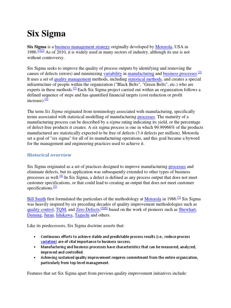 Six Sigma | PDF | Six Sigma | Design For Six Sigma