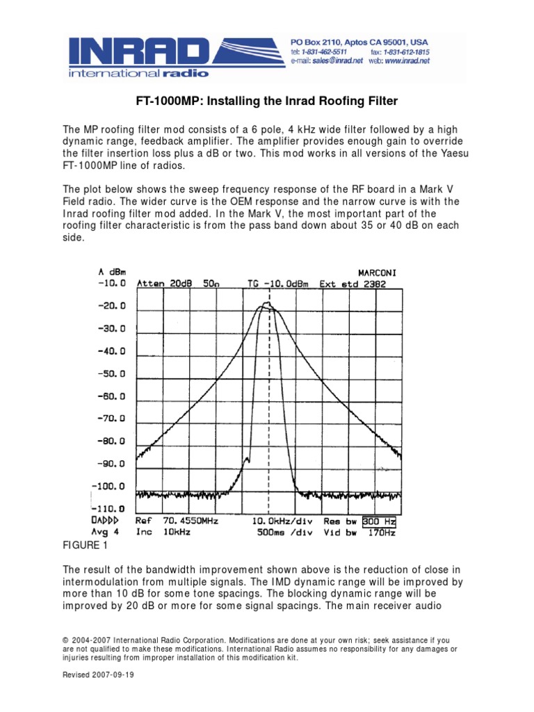 FT-1000MP - Installing The Inrad Roofing Filter Mod | PDF | Electrical ...
