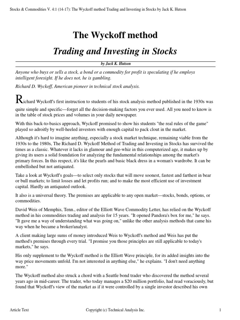 The Wyckoff Method | PDF | Technical Analysis | Stocks