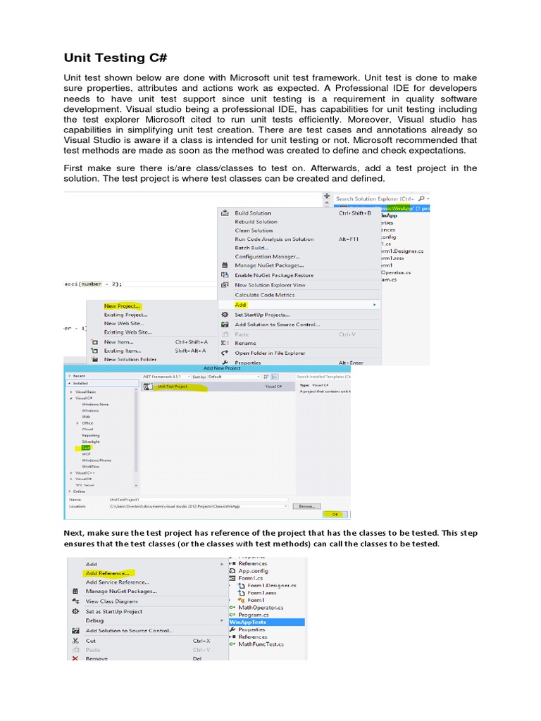 Unit Testing CSharp | PDF | Unit Testing | Microsoft Visual Studio