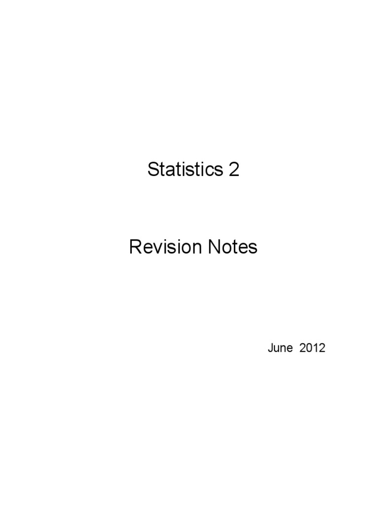 Statistics 2 Revision Notes | PDF | Null Hypothesis | Statistical ...