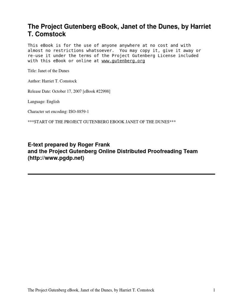 Janet of The Dunes by Comstock, Harriet T. (Harriet Theresa), 1860 ...
