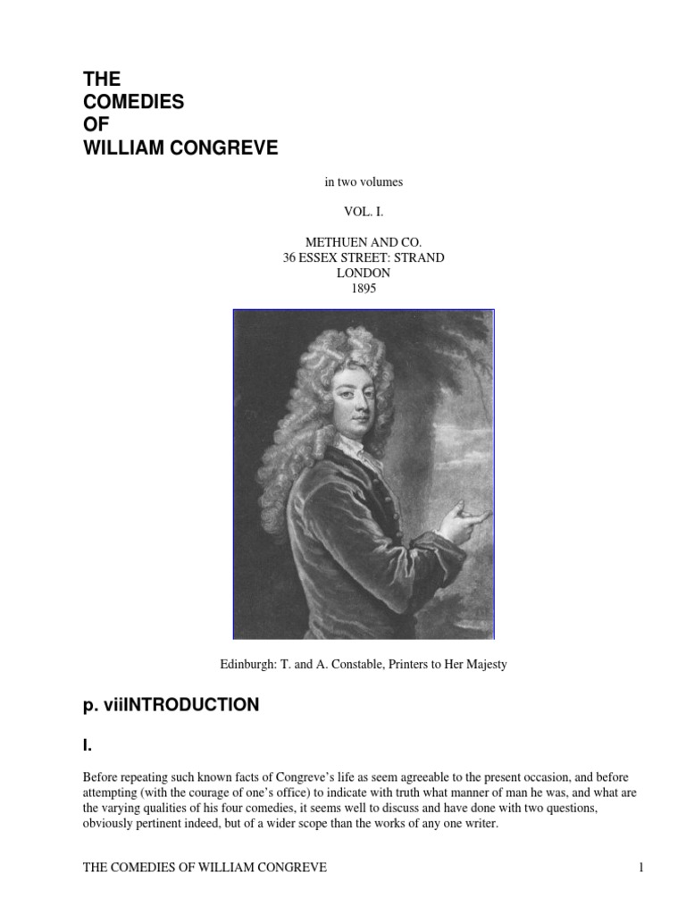 The Comedies of William CongreveVolume 1 (Of 2) by Congreve, William ...