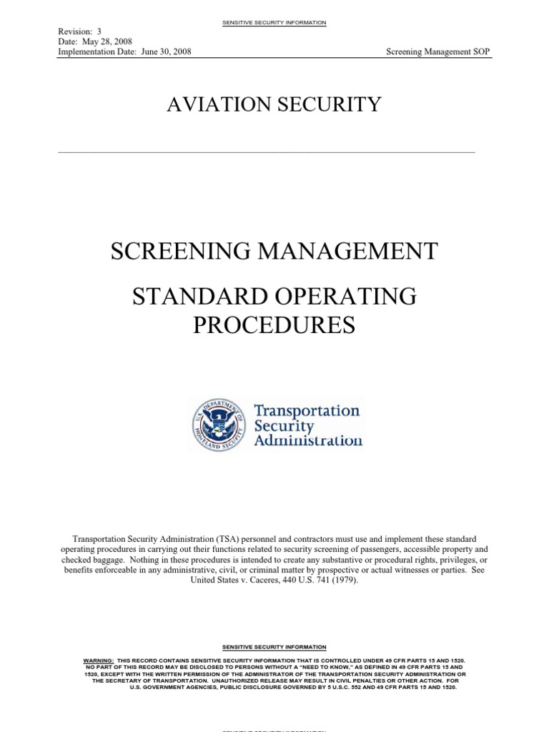 Screening Management SOP Redacted | Download Free PDF | Transportation ...