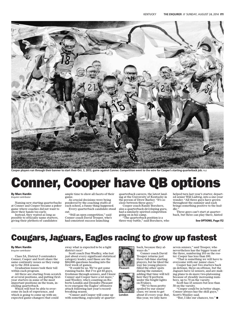 Conner, Cooper Have QB Options: Cougars, Jaguars, Eagles Racing To Grow ...