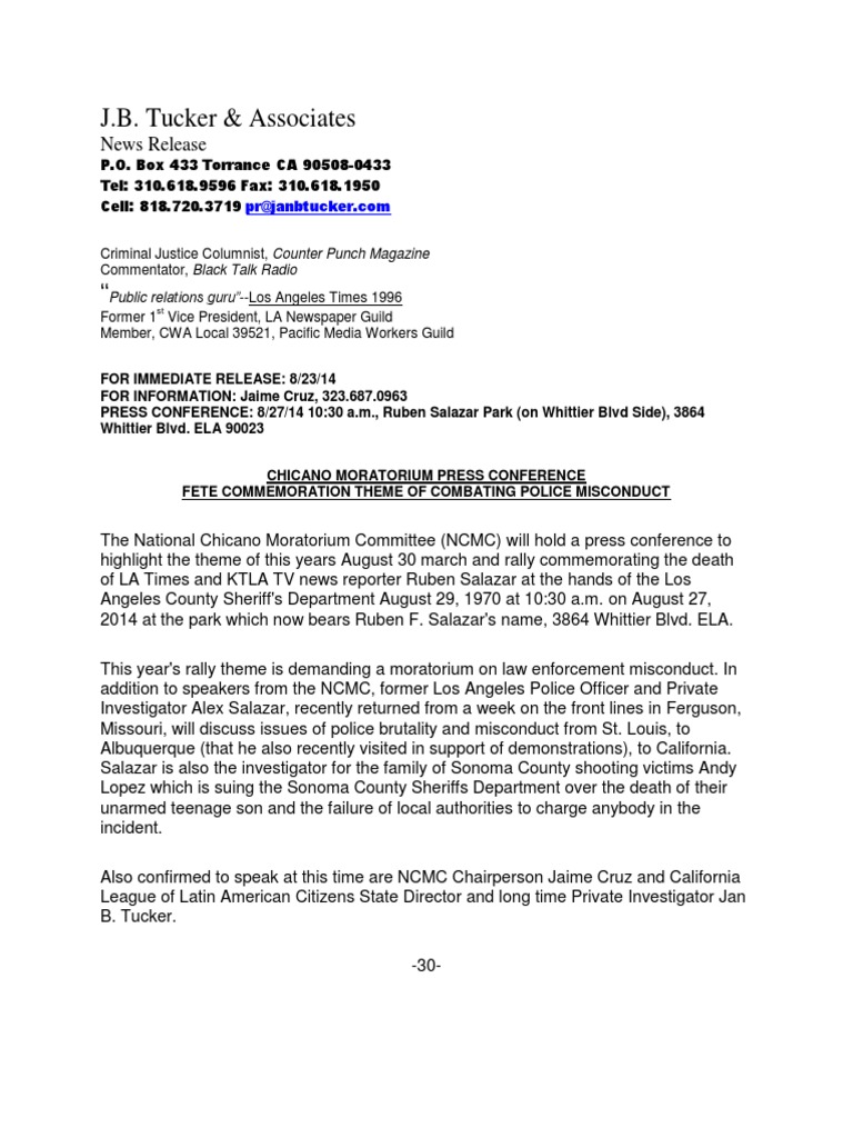 Chicano Moratorium Press Conference 2014 | PDF | Mystery, Thriller ...