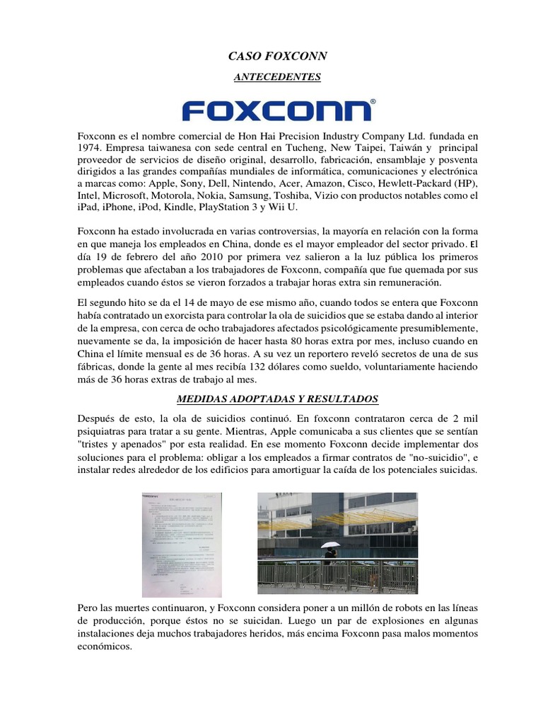 Caso Foxconn PDF | PDF | Equipo de telecomunicaciones | Science