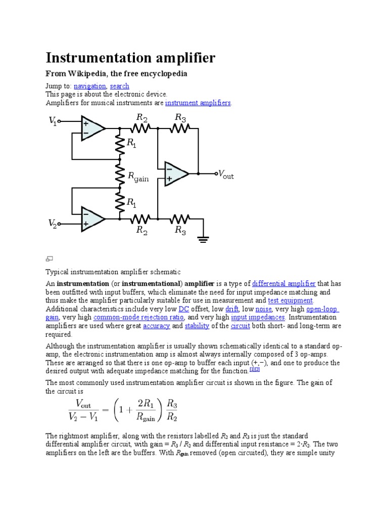 Overview of Instrumentation Amplifiers | PDF | Amplifier | Operational ...