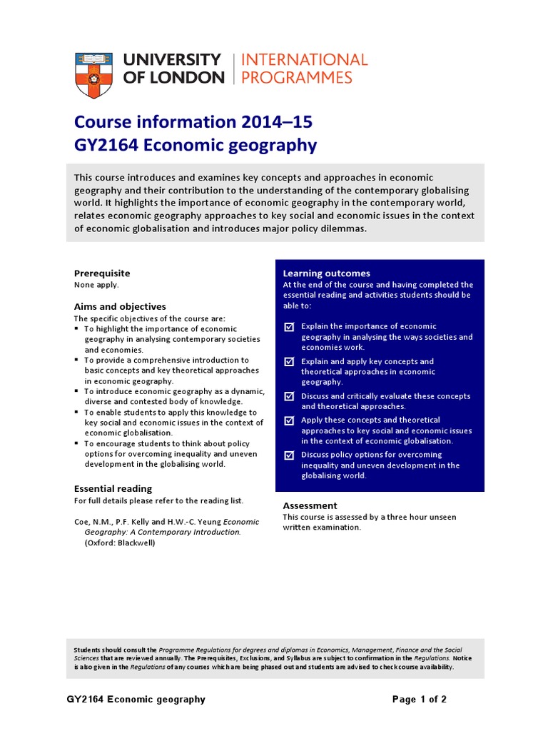 Economic Geography | PDF | Globalization | Geography