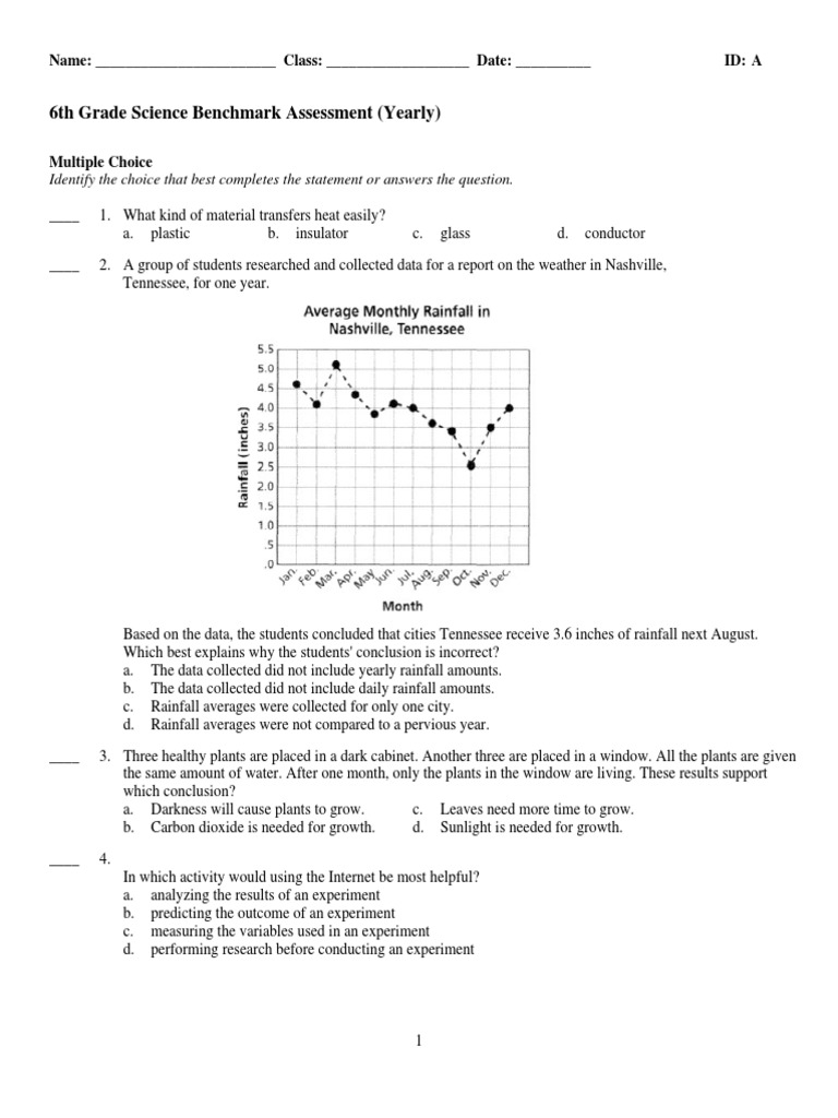 Examview - 6th Grade Science Benchmark Yearly 14-15 Wo - Ans | PDF ...