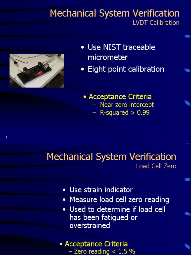 Mechanical System Verification | PDF | Calibration | Verification And ...