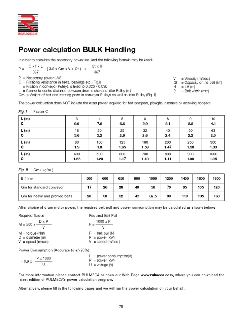Power Calculation for Bulk Handling Systems | PDF