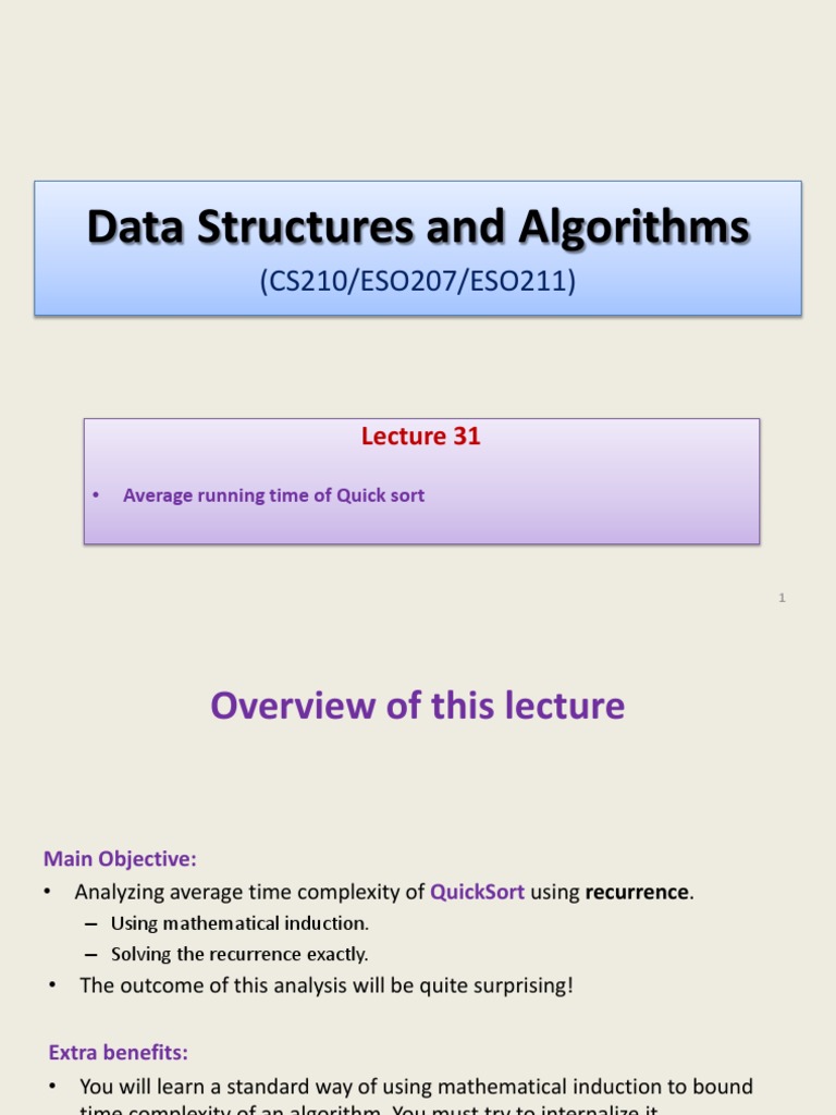 Data Structures and Algorithms: (CS210/ESO207/ESO211) | PDF | Applied Mathematics | Algorithms