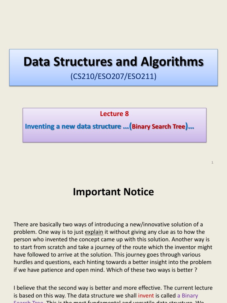 Data Structures and Algorithms: (CS210/ESO207/ESO211) | Download Free PDF | Algorithms And Data ...