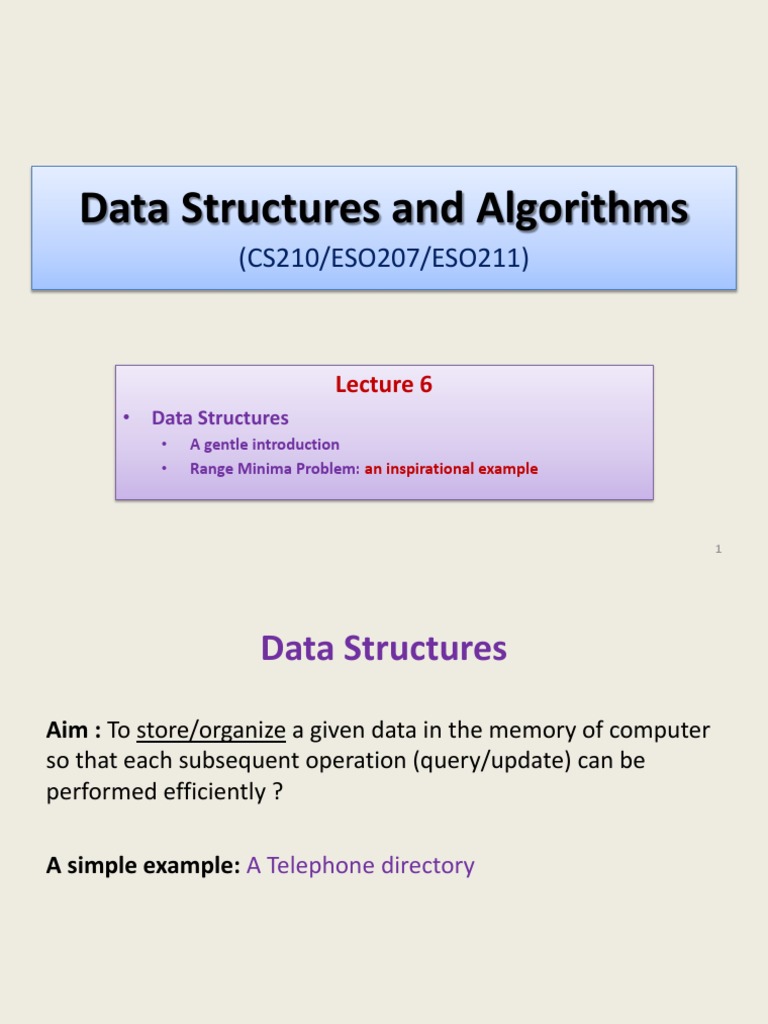 Data Structures and Algorithms: (CS210/ESO207/ESO211) | PDF | Time ...