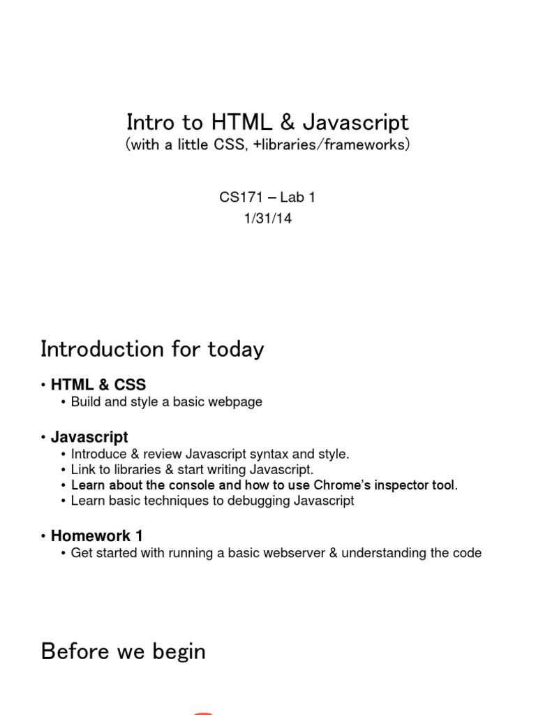 Intro To Html And Javascript With A Little Css Librariesframeworks Pdf Cascading Style 