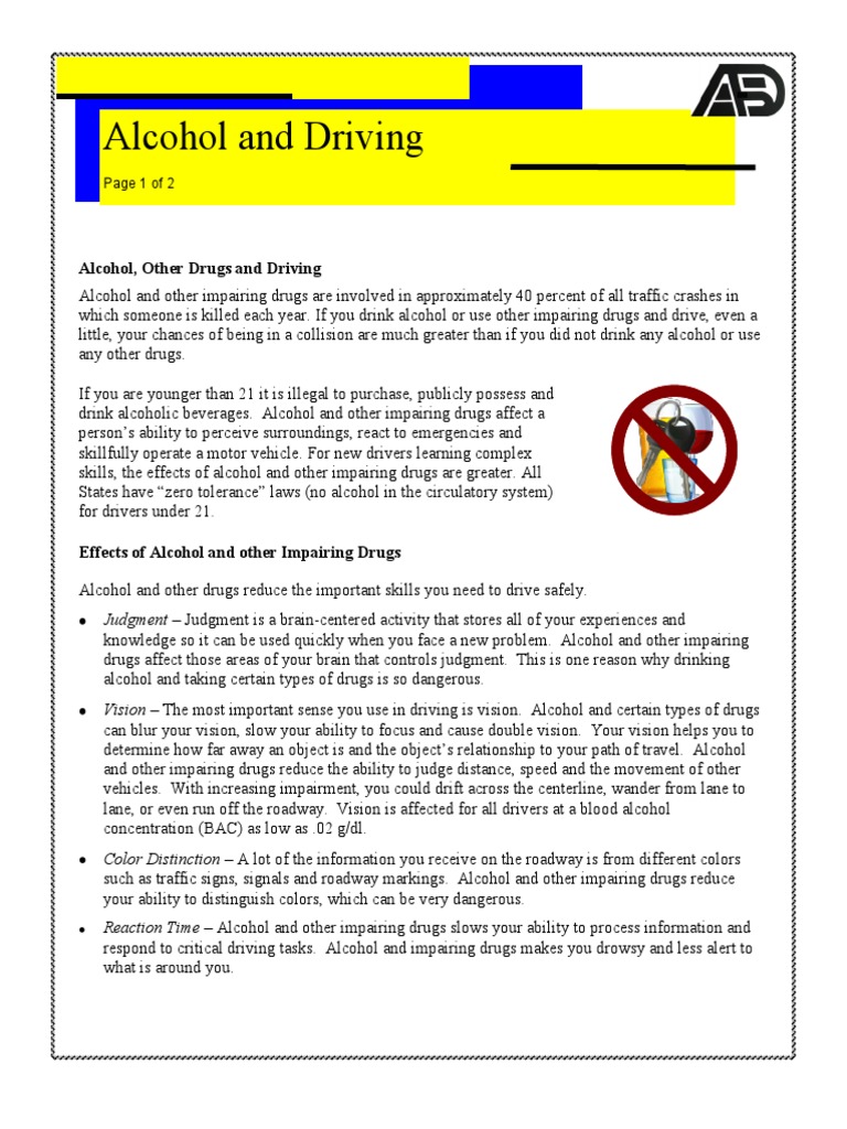 Alcohol, Other Drugs and Driving | PDF | Driving Under The Influence ...