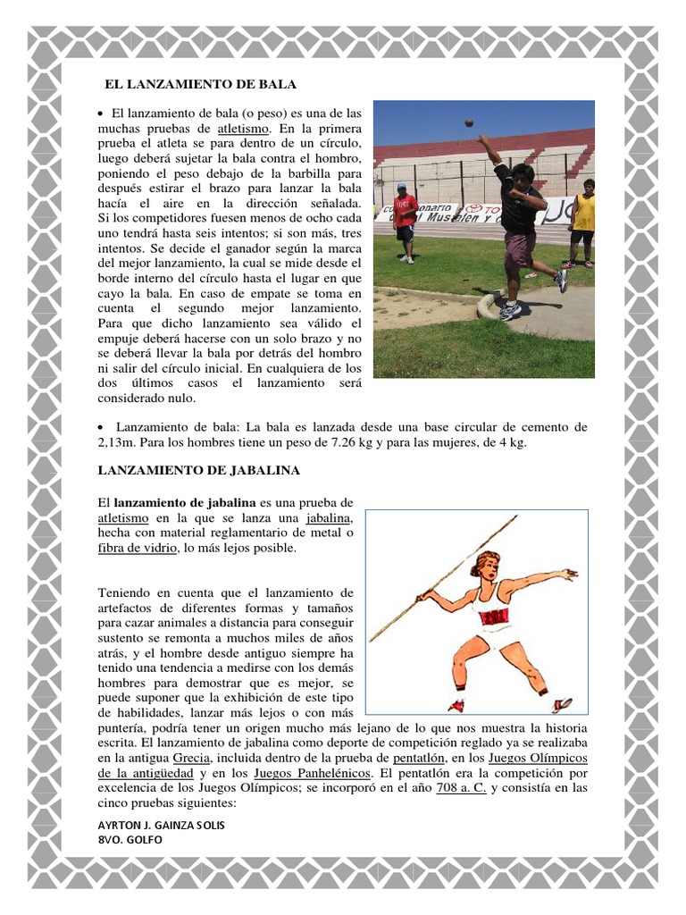El Lanzamiento de Bala | PDF | Deportes individuales | Deportes