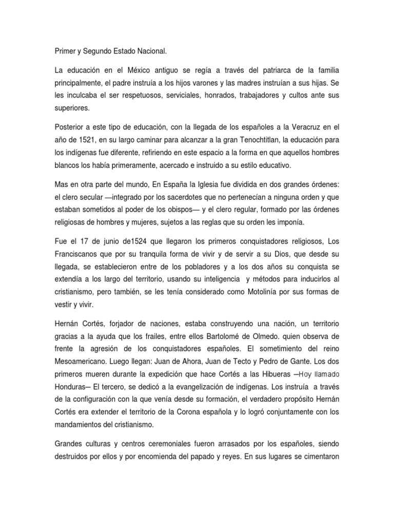 Primer y Segundo Estado Nacional | PDF | Nueva españa | México
