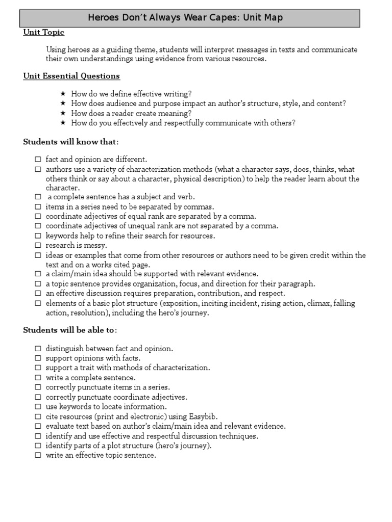 Hero Unit Map For Kids | PDF | Career & Growth