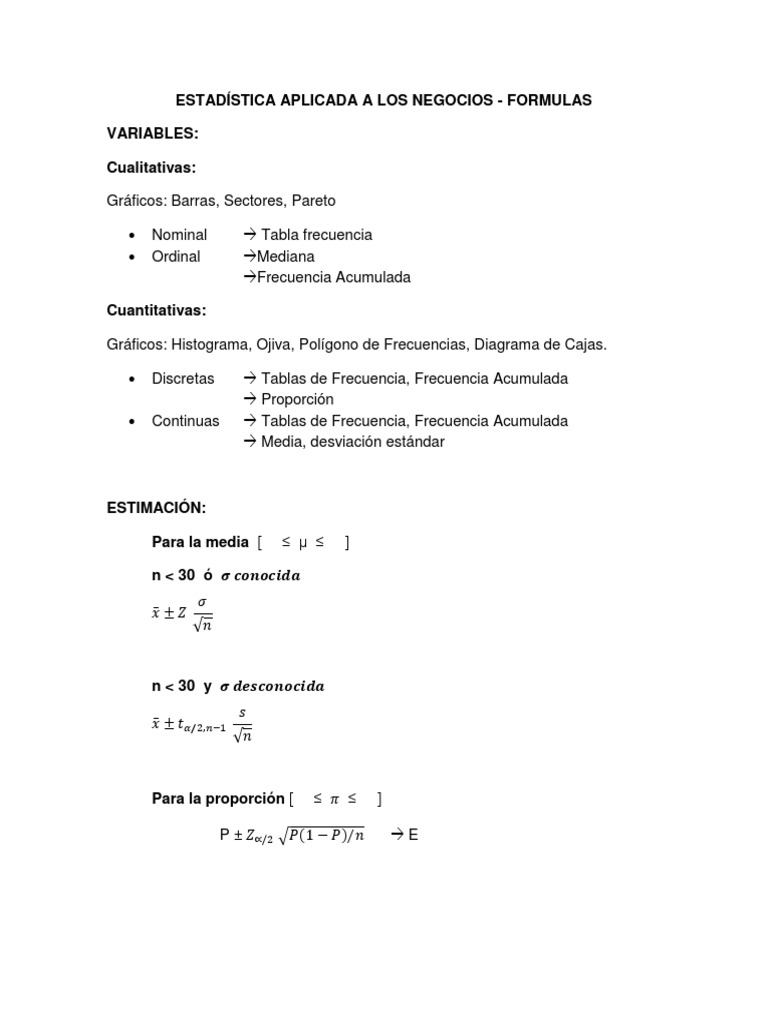 Formulas Estadistica | PDF