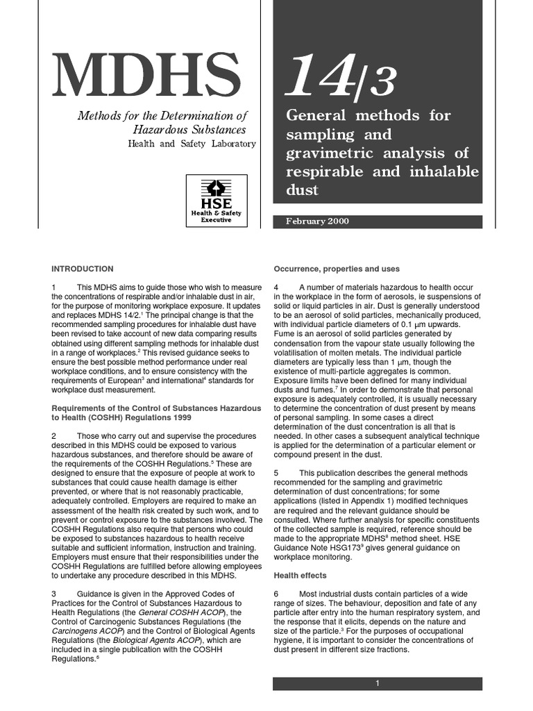 Respirable and Inhalable Dust Method | Chemistry | Physical Sciences
