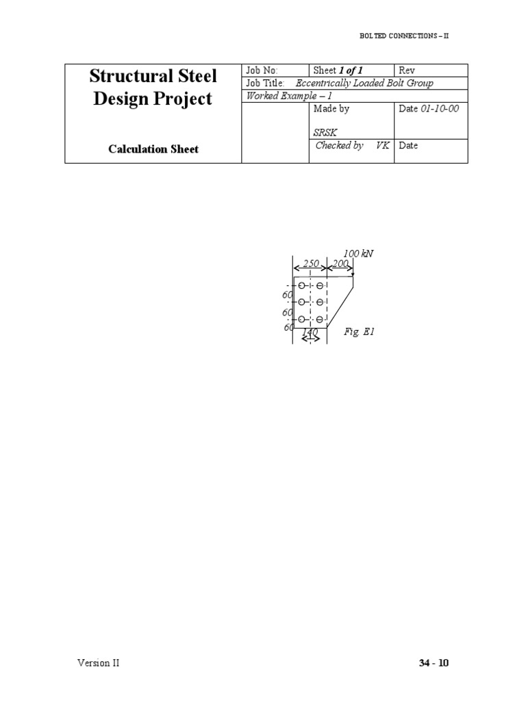 Structural Steel Design Project: Calculation Sheet | Download Free PDF | Beam (Structure) | Screw