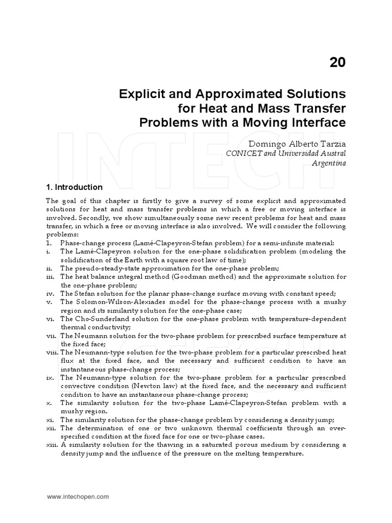 Heat and Mass Transfer Problems with Moving Interfaces | PDF | Heat ...
