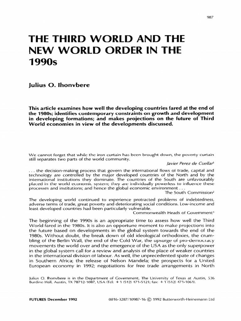 The Third World and The New World Order in The 1990s | PDF | Recession ...