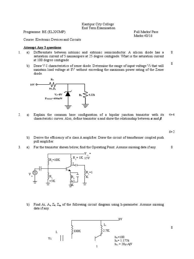Electronic Devices and Circuit End TERM | PDF | Teaching Methods ...
