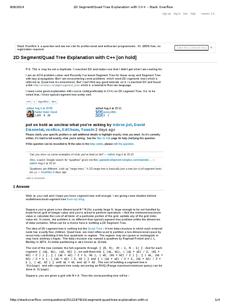 2D Segment - Quad Tree Explanation With C++ - Stack Overflow | PDF | Computer Programming ...