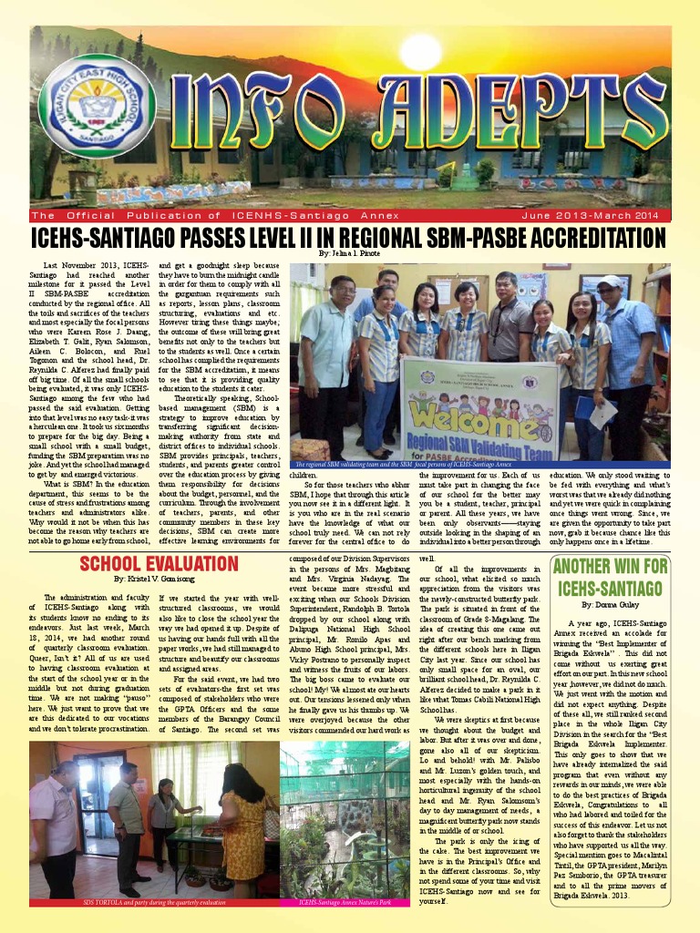 Icehs-Santiago Passes Level Ii in Regional Sbm-Pasbe Accreditation ...