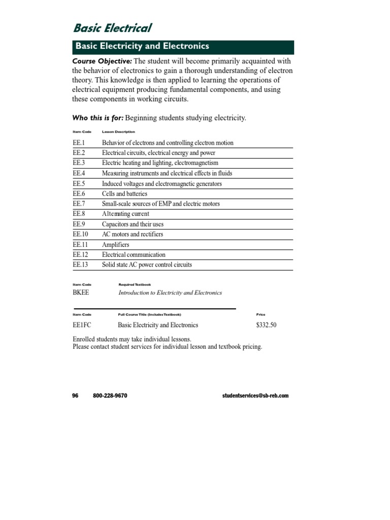 Basic Electrical: Basic Electricity and Electronics | PDF | Electrical ...