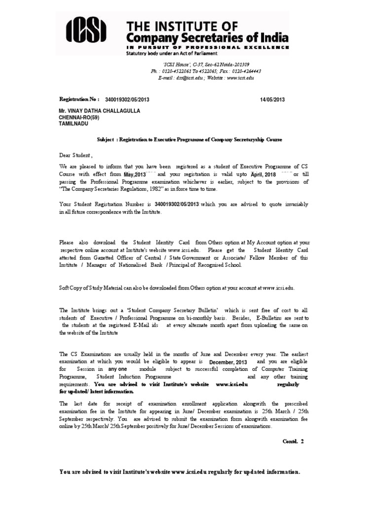 Registration Letter | PDF | Educational Technology | Test (Assessment)