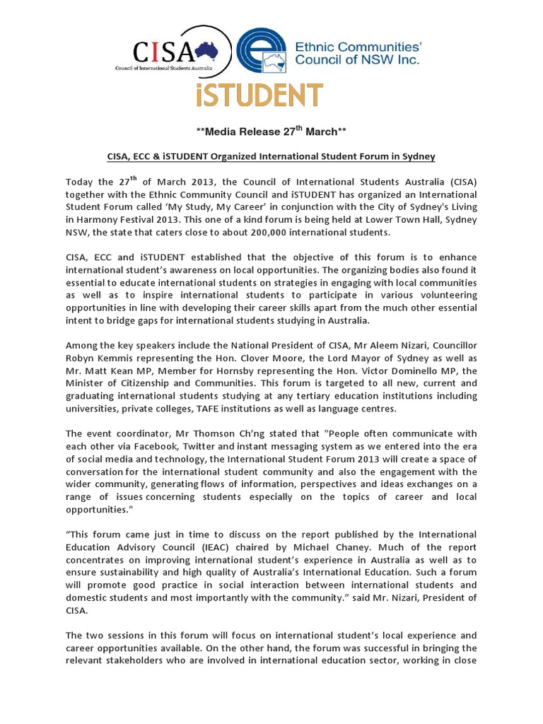 International Student Forum | PDF | International Student | Public Sphere