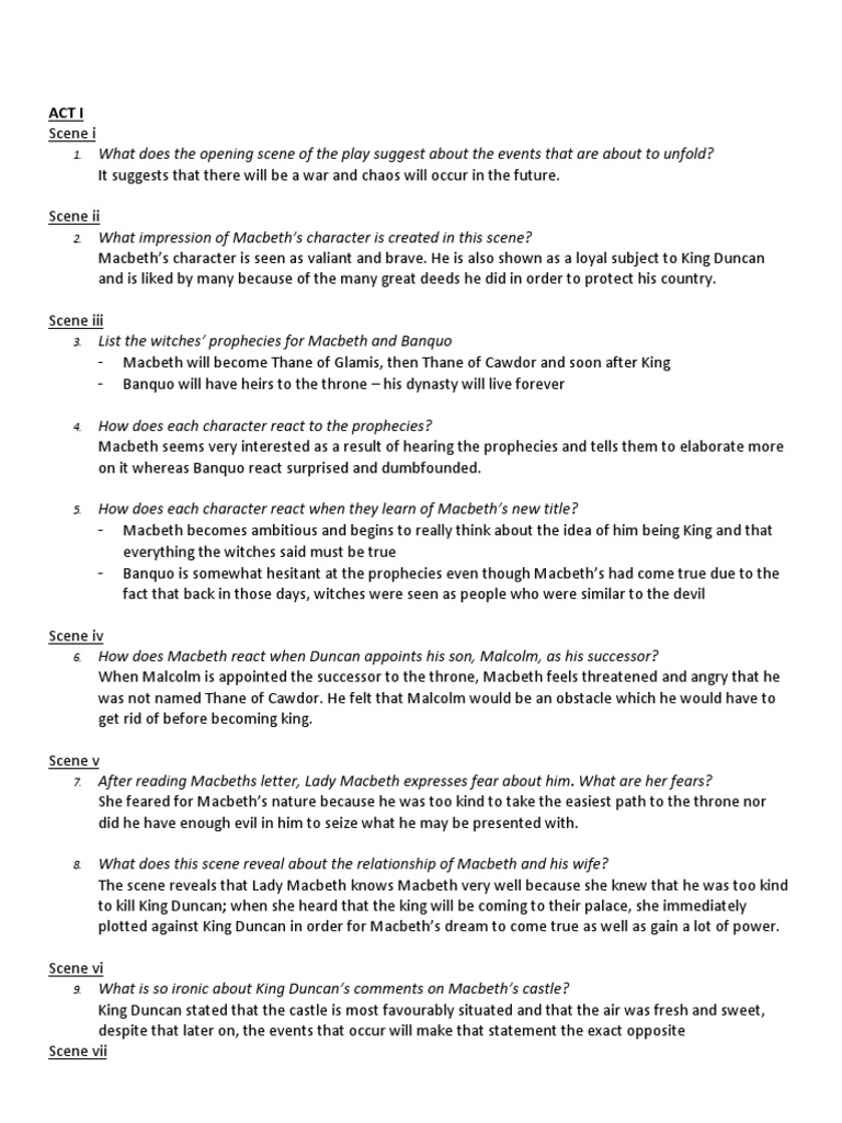 Macbeth Study Guide | PDF | Macbeth | Shakespearean Tragedies