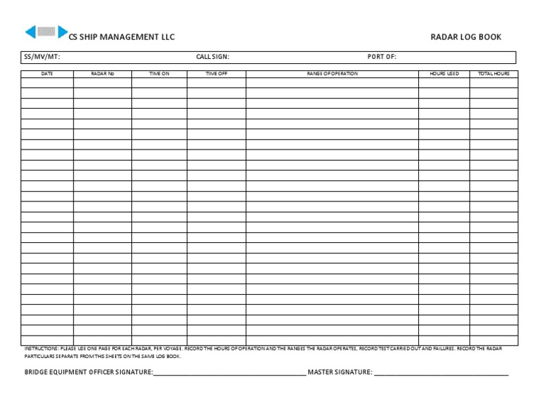 Cs Ship Management LLC Radar Log Book | PDF | Business | Computers