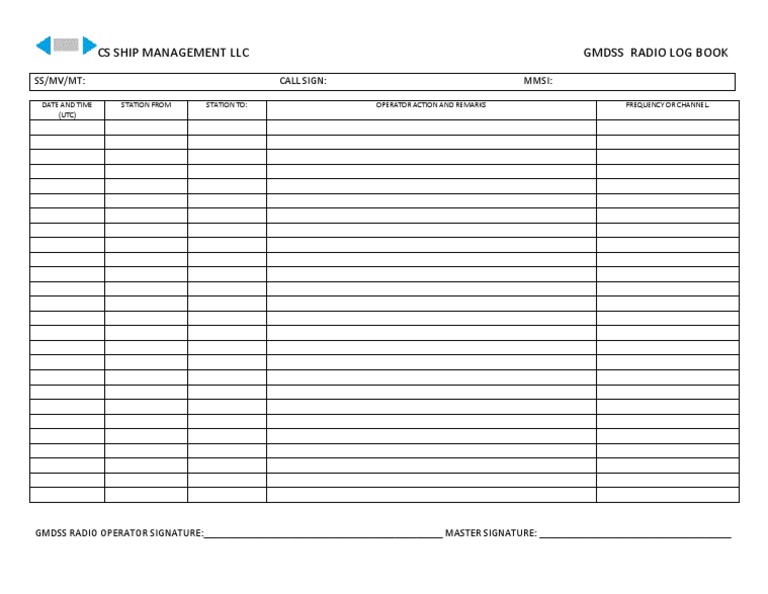 Cs Ship Management LLC Gmdss Radio Log Book | PDF | Business